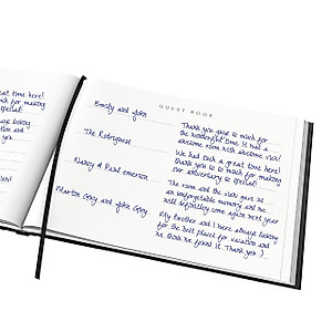 Useful Co. Black Guest Book, Use as Guest Book Wedding Reception, Sign in Book, Guest Book for Vacation Home, Funeral Guest Book, Hardbound Guestbook, Leather Cover, 112 Pages, 9 x 7 Inches