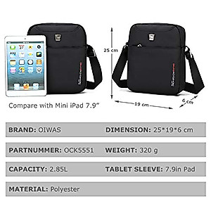OIWAS Small Messenger Bag for Men Purse Man Crossbody Shoulder Bags Work Travel Business Wallet Lightweight Casual Sling Black