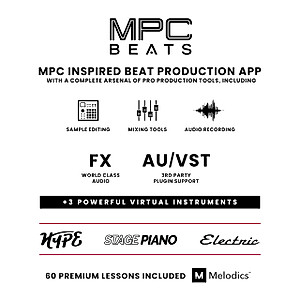 AKAI Professional MPK Mini Play MK3 - MIDI Keyboard Controller with Built in Speaker and Sounds Plus Dynamic Keybed, MPC Pads and Software Suite