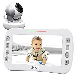 Video Baby Monitor with Remote-Controlled Camera and Wide Screen by Axvue, Grey, Model E650