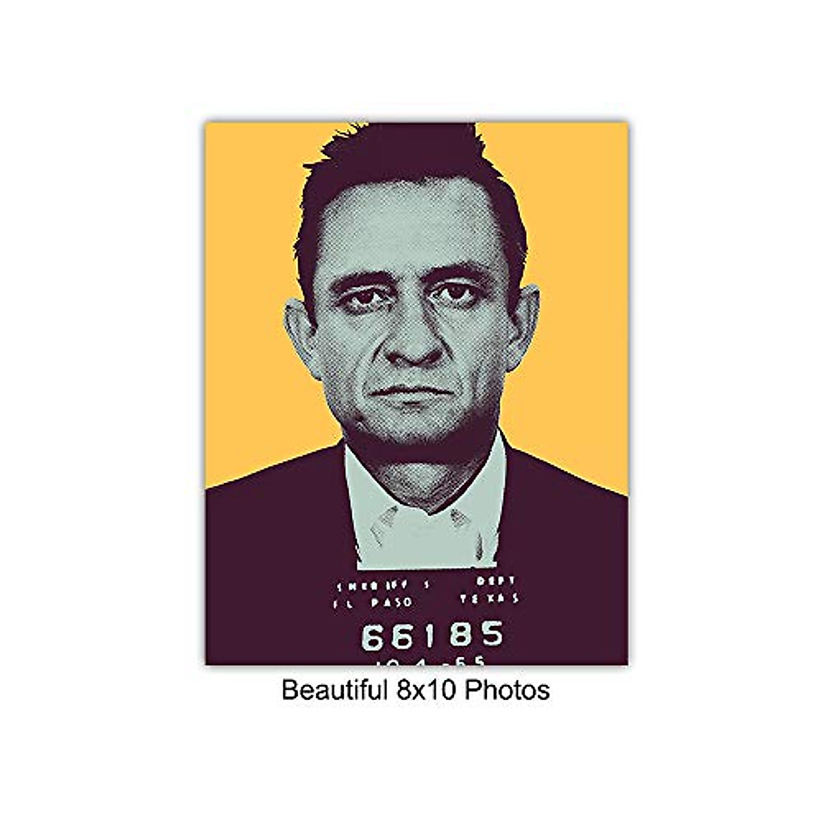 David Bowie, Elvis, Johnny Cash, Jimi Hendrix, Frank Sinatra, Mick Jagger Mugshot Poster Set - 8x10 Wall Art Decor, Decorations for Living Room, Bedroom - Gift for Men, Women - UNFRAMED Prints