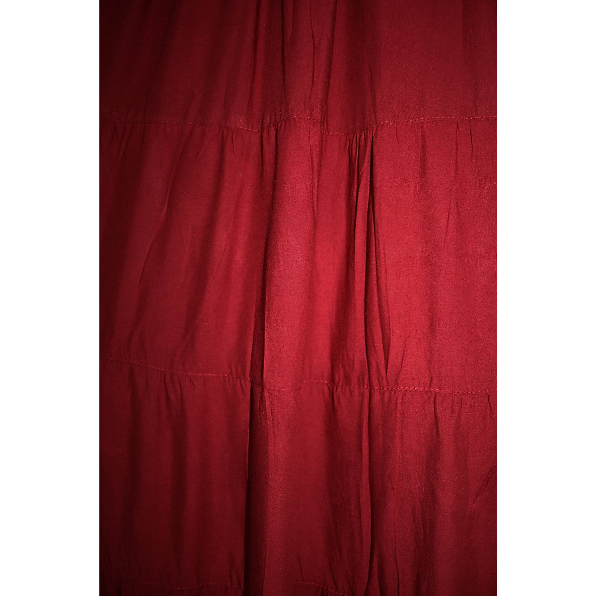 Beautybatik Maroon Women Boho Gypsy Long Maxi Tiered Peasant Skirt 3X