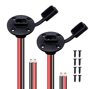 weideer 2pcs SAE Power Socket Sidewall Port SAE Connector Weatherproof Quick Connect Solar Panel Mount 12AWG Cable for Solar Generator Battery Charger with 8 Screws K-V010-30