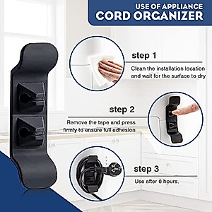 Cord Organizer for Appliances 12pcs Cords Winder Wrapper Appliance Home Kitchen Holder Keeper Power Organizers Wire Wrap Winders Stick On Mixer Blender Coffee Maker Pressure Cooker Toaster Air Fryer