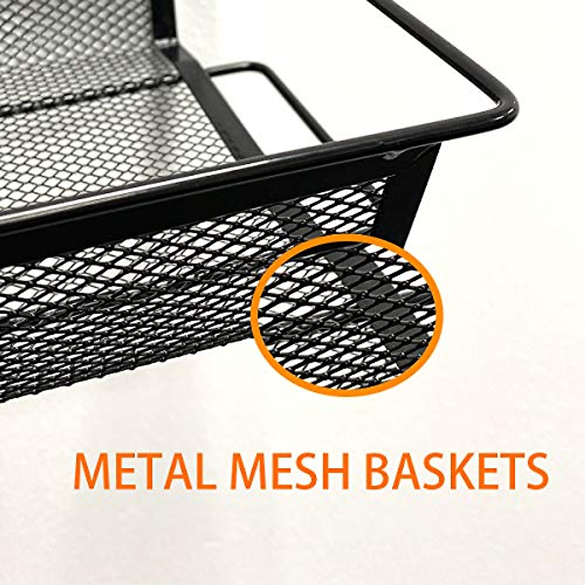 WASJOYE Rolling Wire Slim 5-Shelf Storage Cart for Home Kitchen Marketplace, Storage and Organization Stand with Lockable Wheels (Black)