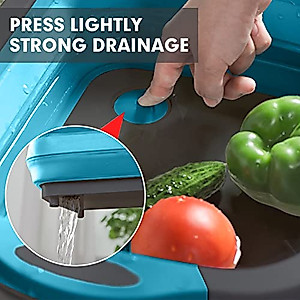 Camping Cutting Board, HI NINGER Collapsible Cutting Board with Knife and Towel Foldable Camping Dishes Sink Space Saving 3 in 1 Multifunction Storage Basket for BBQ Prep/Picnic/Camping Sink