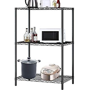 Storage Shelves Metal Wire Shelving Unit NSF Heavy Duty 3-Tier Height Adjustable Utility Steel Garage Shelving with Leveling Feet 23" L x 13" W x 30" H Sturdy Shelf Organizer Rack for Kitchen, Office