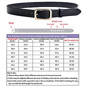 VONSELY Leather Belts for Women, Genuine Leather Womens Belts with Gold Buckle, 105CM Black Belt