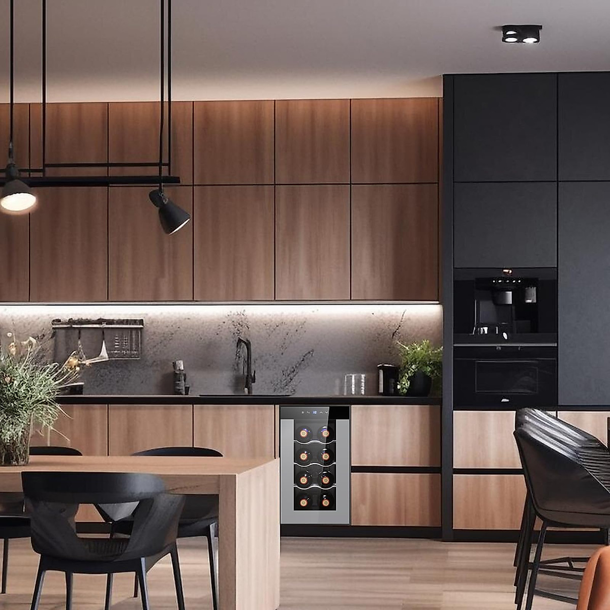 Vaykold 8 Bottle Wine Fridge, Small Wine Cooler for Red White, Wine Refrigerator with Dual-Pane Gray Glass Door, Quiet Steady Thermoelectric Operation, 41-64F, Designed for Party, Basement, Bar, Gift