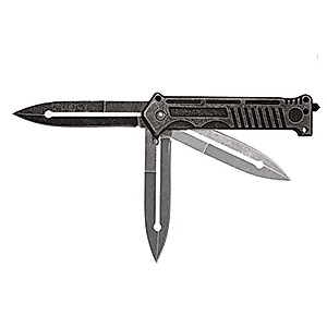 RGNINE Pocket Knife For Men Razor Blade 3.25" - Edc Knife Stainless Steel With Clip, Handle 4.75" - Tactical Folding Knives For Men, Black