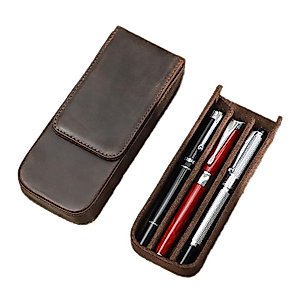 3/12 Leather Pen Case Pack Handmade Drawer Style Detachable Magnetic Pen Case (3 BROWN)…