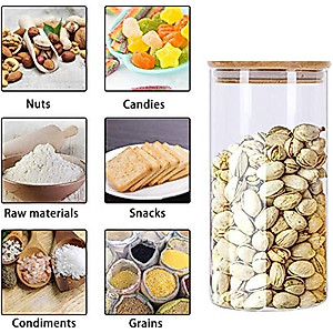 Glass Food Storage Jars Containers, Glass Storage Jar with Airtight Bamboo Lids Set of 6 Kitchen Glass Canisters For Coffee, Flour, Sugar, Candy, Cookie, Spice and More 32 oz