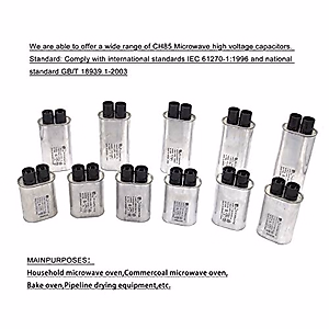 CQC&VDE Certification Universal Household Microwave High Voltage Capacitor ch85 2100V AC H.V.CAPACITOR 10/85/21 50/60Hz NO PCB,VDE EN61270-1 (21085 0.85uf)