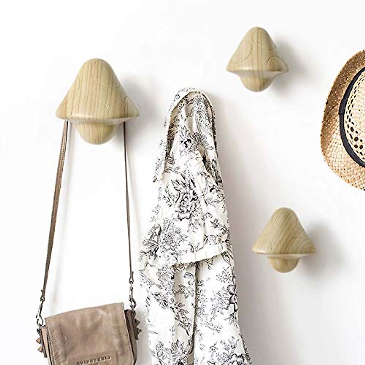 Trendy Moon Resin Mushroom Coat Wall Hooks Set of 4- Premium Creative Wall Mounted Mushrooms Decorative Art Hat Towel Bag Hanger Gift for Living Room, Bedroom, Hallway