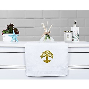 VoYa - Luxury Embroidered Turkish Cotton - 13” × 13” SWashcloth for Bathroom, Kitchen, Hotel, Spa, Gym -White