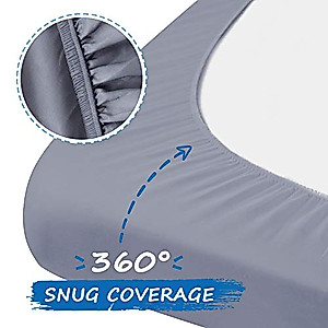 Crib Sheets for Boys 2 Pack, Baby Crib Sheets for Standard Crib Mattress & Toddler Bed, Cozy Breathable Fitted Crib Sheet Set for Baby Boy (28''x 52''x 8''), Grey and Navy