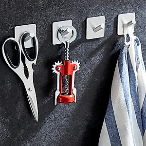 KCTEX Adhesive Robe Hooks, Wall Hooks, Stainless Steel Shower Hooks, Heavy Duty Waterproof for Hanging Robe, Towel, Christmas Decorations, Stocking - Bathroom, Kitchen and Bedroom 4 Packs