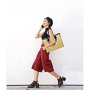 Hidora Women Handwoven Round Straw Handbag Summer Beach Tote With Removable Chain Stylish Shoulder bag (Straw(Classic))