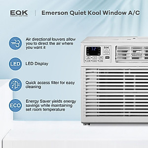 Emerson Quiet Kool EARC15RSE1 SMART 15,000 BTU 115V Window Air Conditioner with Remote, Wi-Fi, and Voice Control, White