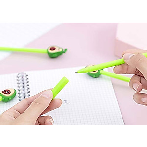 Chris.W 12Pcs Refillable Gel Ink Rollerball Pens from, Green Avocado, 0.5mm Extra Fine Point, Black Ink (Mixed)