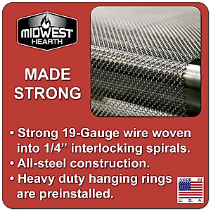 Midwest Hearth Fireplace Screen Mesh Curtain 22" High (Made in USA) Two 24" Wide Panels (Black)