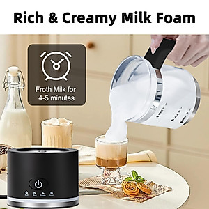 Electric Milk Frother, 4 in 1 Milk Frother and Steamer, Milk Steamer,16.9OZ/500ml Automatic Warm and Cold Foam Maker for Coffee,Latte, Cappuccino, Macchiato, Hot Chocolate, Dishwasher Safe (Black)