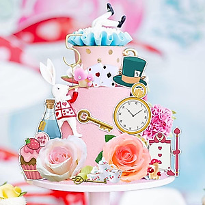 Alice Cake Cupcake Toppers for Magic Tea Party Themed Baby Shower Birthday Party Decoration Supplies (30pcs)