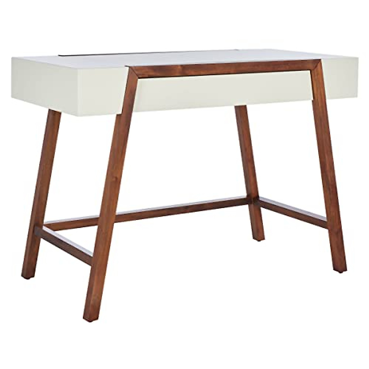 SAFAVIEH Home Collection Marwood Mid-Century Modern White/Brown Desk, Medium