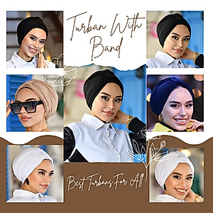 Turbans With Band For Women|Hair Wraps|Hijab Undercap-Instant Hijab-Hijab Cap (Caramel)