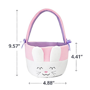 PLUSHIBLE BRIDGING MILES WITH SMILES Bunny Easter Basket with Handle - Ideal for Baby's 1st Easter, Toddlers, Boys, and Girls of All Ages, Perfect for Gifts and Treats