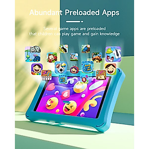 Tablet for Kids, 8 inch Kids Tablet 2GB RAM 32GB ROM Android 11 Tablets IPS Touch Screen 1280x800, Iwawa & Parent Control Toddler Tablet, WiFi, Dual Camera, 4300mAh Battery, Shockproof Case, Blue