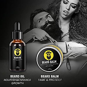 Beard Straightener Kit, Beard Growth Grooming Kit, Beard Straightener, Beard Growth Oil, Beard Wash Shampoo, Conditioner, Balm, Wax, Comb, Brush, Scissor, Bag, Gifts for Men Him Dad Boyfriend
