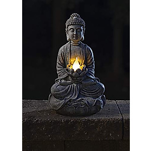 VP Home Zen and Tranquil Buddha Solar Powered Flickering LED Outdoor Decor Garden Light