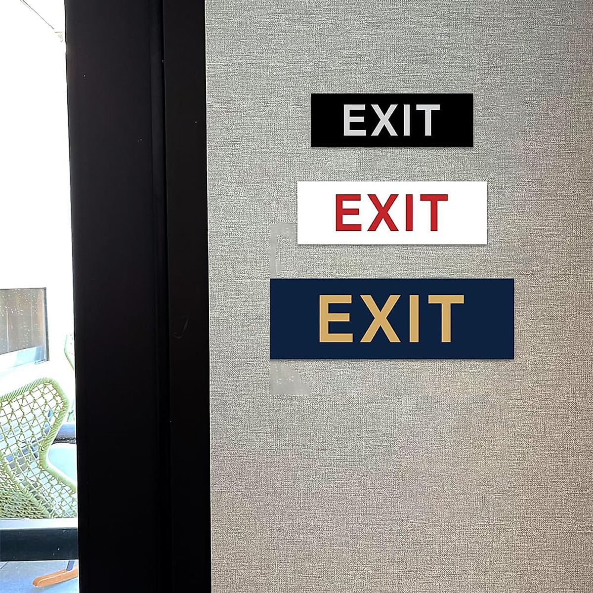 All Quality Basic Exit Wall or Door Sign - Simple & Clear To Ensure Safety | Easy to Install - Black/Silver - Large (1 Pack)