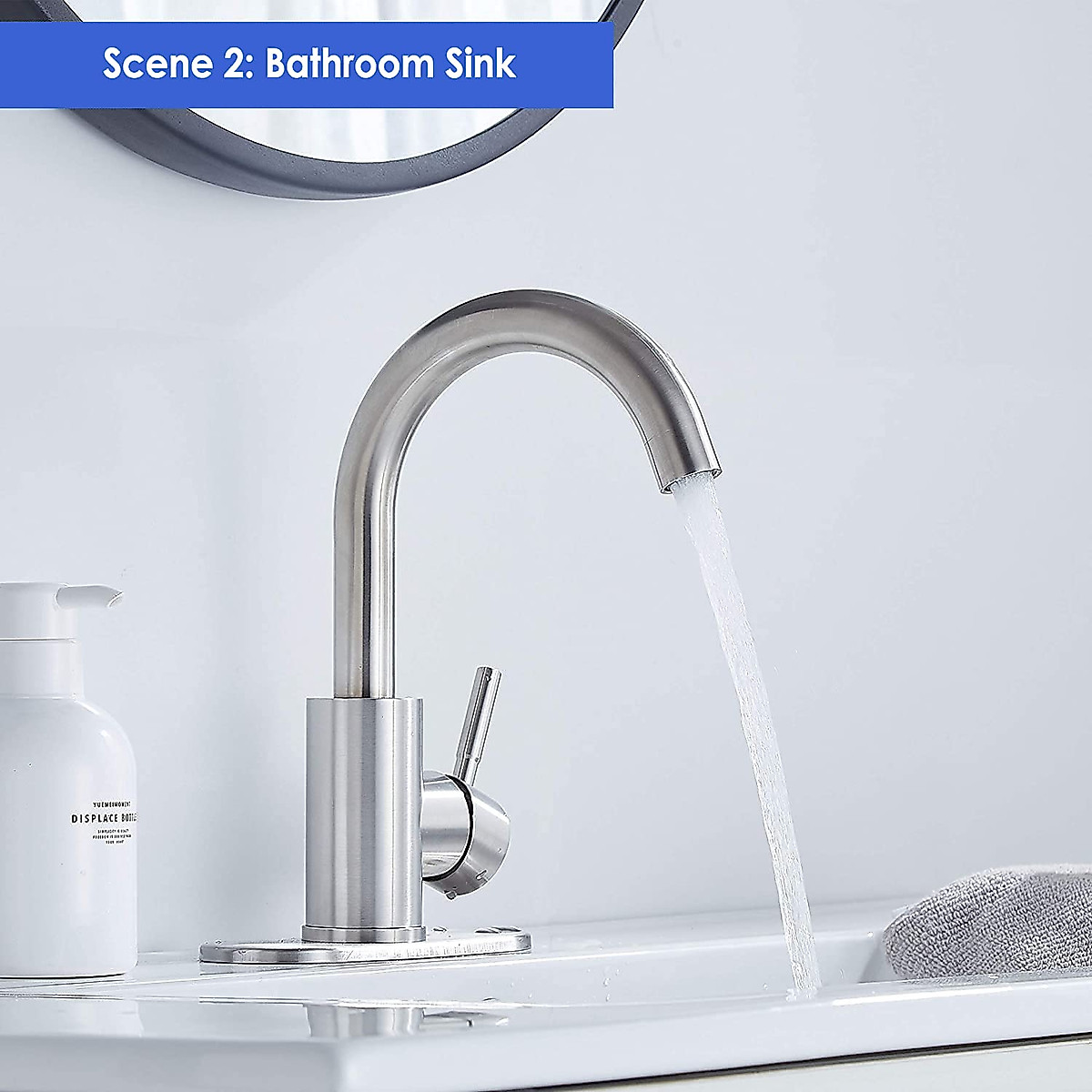 BEHOK Wet Bar Sink Faucet Single Hole Stainless Steel 1 Handle Small Modern Kitchen Tap Prep Sink Bath Bathroom Mixer
