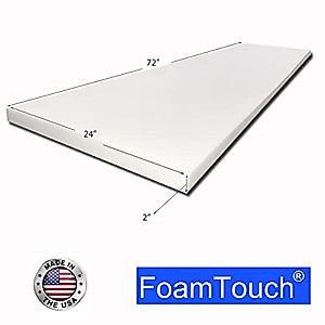 FoamTouch Upholstery Foam 2" x 24" x 72" High Density Cushion