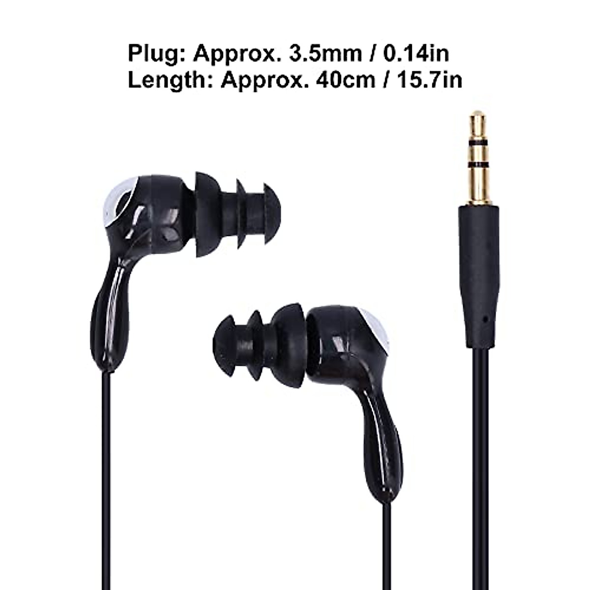 PUSOKEI Short Cord Waterproof Headphone, IP68 Waterproof Shortline in-Ear Tree Earplugs Waterproof Earphone Suitable Fit for Swimming Surfing Running(Black)