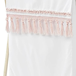 Sweet Jojo Designs Boho Bohemian Baby Kid Clothes Laundry Hamper - Blush Pink and White Farmhouse Shabby Chic Designer Modern Minimalist Tassel Fringe Macrame Cotton