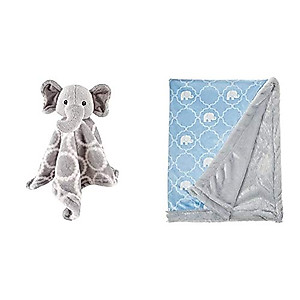 Hudson Baby Animal Face Security Blanket and Plush Blanket, Elephant