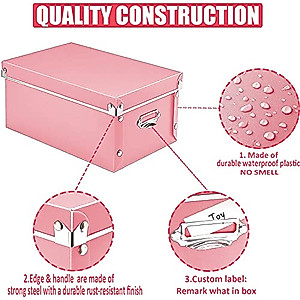XUCHUN File Storage Boxes, Foldable Storage Bins with Lid 3 in 1 Set, Press-Stud Fastening, Moisture-Proof, Space Saving Storage, Storage Box for Photoes, Toys, Files, Closets