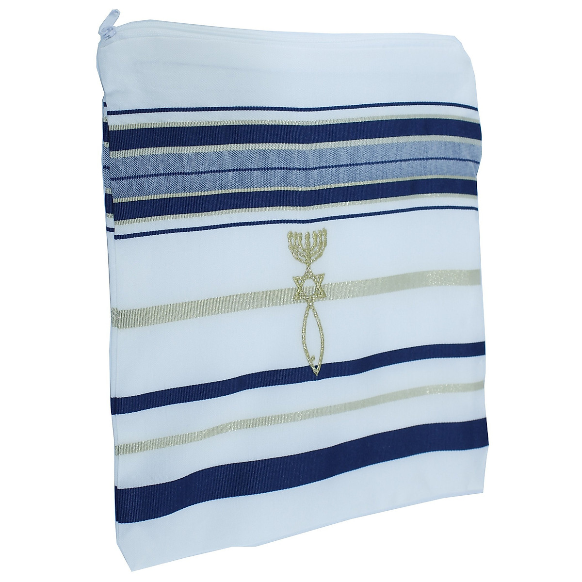 Holy Land Market New Covenant Prayer Shawl, English/Hebrew With Bag, Card and Brochure From Israel (72 x 24 Inch)