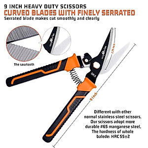VANJOIN 9'' Scissors Heavy Duty, Carpet Cutter with SK-5 Steel Blade, Multipurpose Carpet Cutting Scissors, Scissors All Purpose for Carpet/Cardboard/Recycle