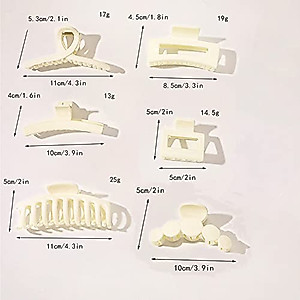 6Pcs Big Hair Claw Clips Nonslip Large Clip for Women Thin Cute Jaw Claws Barrettes Ponytail Holder Accessories,White