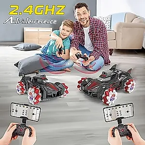 RC Car with Camera for kids, Remote Control 360°Rotating High Speed Stunt Vehicle Toy for Boys and Girls, Rechargeable Racing Drift Cars with Flashing Lights and Dynamic Sound for Adults