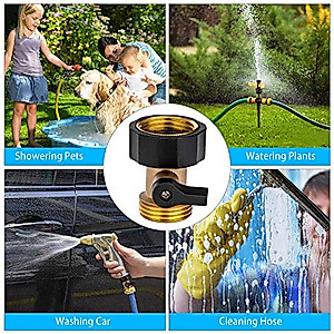 Awpeye Heavy Duty Brass Shut Off Valve Garden Hose Connector，3PCS 3/4" Water Hose Single Shut Off Valve Garden Hose Connector