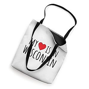 MY HEART IS IN WISCONSIN Cute American State Tote Bag