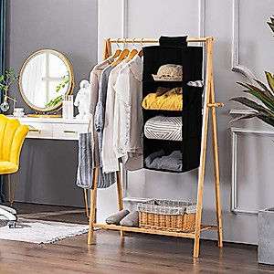 YOUDENOVA Hanging Closet Organizer, 4-Shelf Closet Hanging Storage Shelves with Drawers, Black