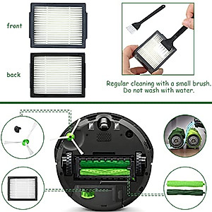 Gusnilo Replacement Parts Kit Compatible for iRobot Roomba i/e Series Robotic Vacuum Cleaner E5 E6 i7 i7+ i6 i6+ j7 j7+ Vacuum Cleaner 1 Set of Multi-Surface Rubber Brushes 3 Filters 4 Side Brushes