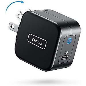 USB C Charger, INIU 20W PD3.0 Fast Charging Wall Charger with Foldable Plug, Universal USB Type C Power Adapter Block Compatible with iPhone 13 12 11 Pro XS X 8 Samsung S20 iPad Pro AirPods Google etc