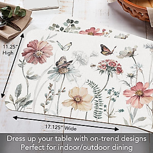 CounterArt Country Weekend 4 Pack Reversible Easy Care Flexible Plastic Placemat Made in The USA BPA Free, Easily Wipes Clean